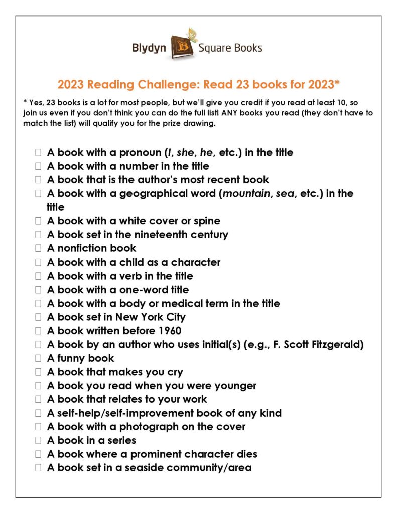 2023 Reading Challenge – Blydyn Square Books